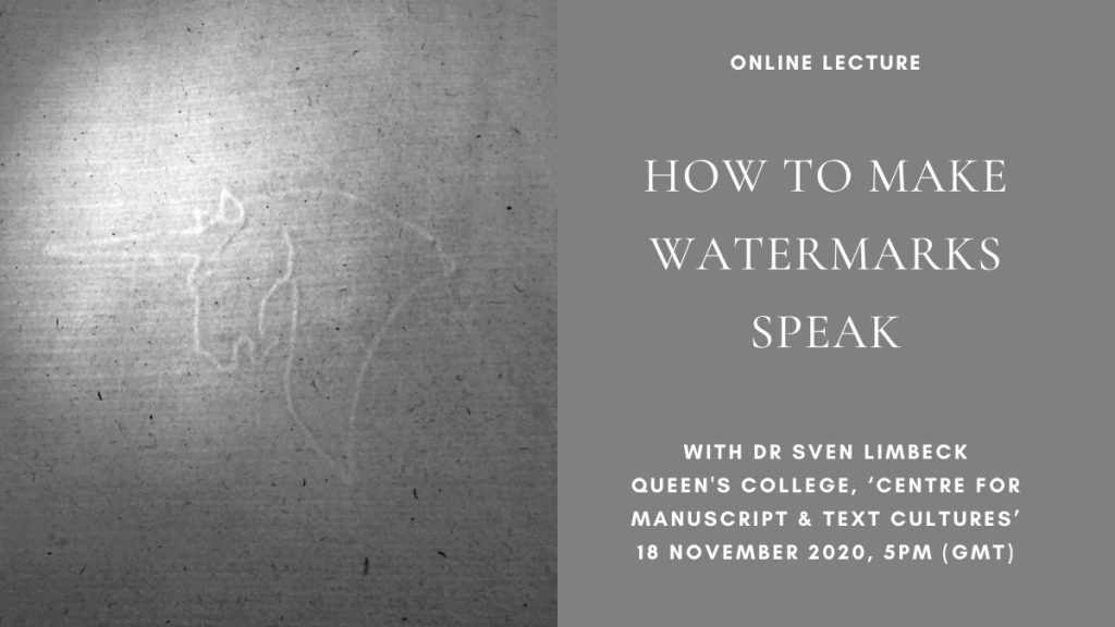 Online Lecture: ‘How to make watermarks speak’ with Dr Sven Limbeck, 18 ...